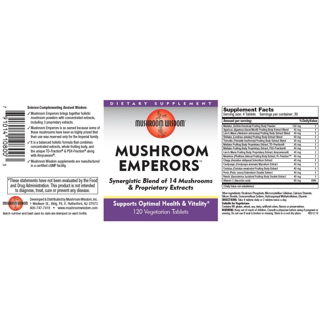 Mushroom Emperors™ 120 Tablets - Mushroom Wisdom Inc.