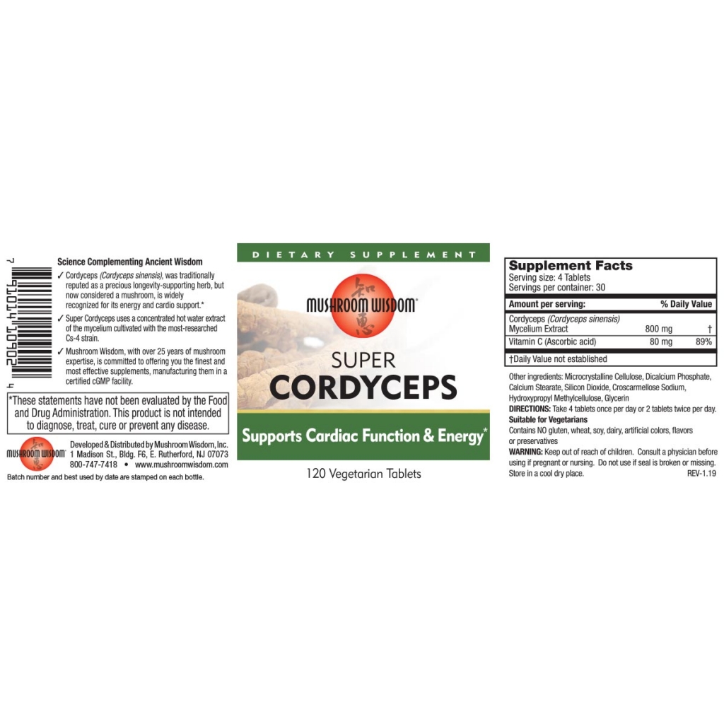 SUPER CORDYCEPS, 120 Tablets - Mushroom Wisdom Inc.